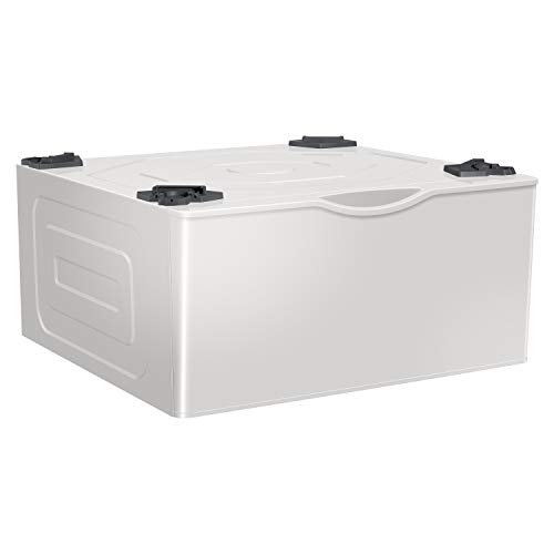 SAMSUNG 27-Inch Washer Dryer Pedestal Stand w/ Pull Out Laundry Storage Drawer, Stainless Steel, WE402NE/A3, Ivory