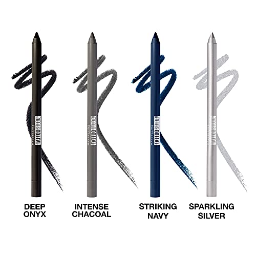 Maybelline TattooStudio Sharpenable Gel Pencil Longwear Eyeliner Makeup, Sparkling Silver, 0.04 oz. (Pack of 2)