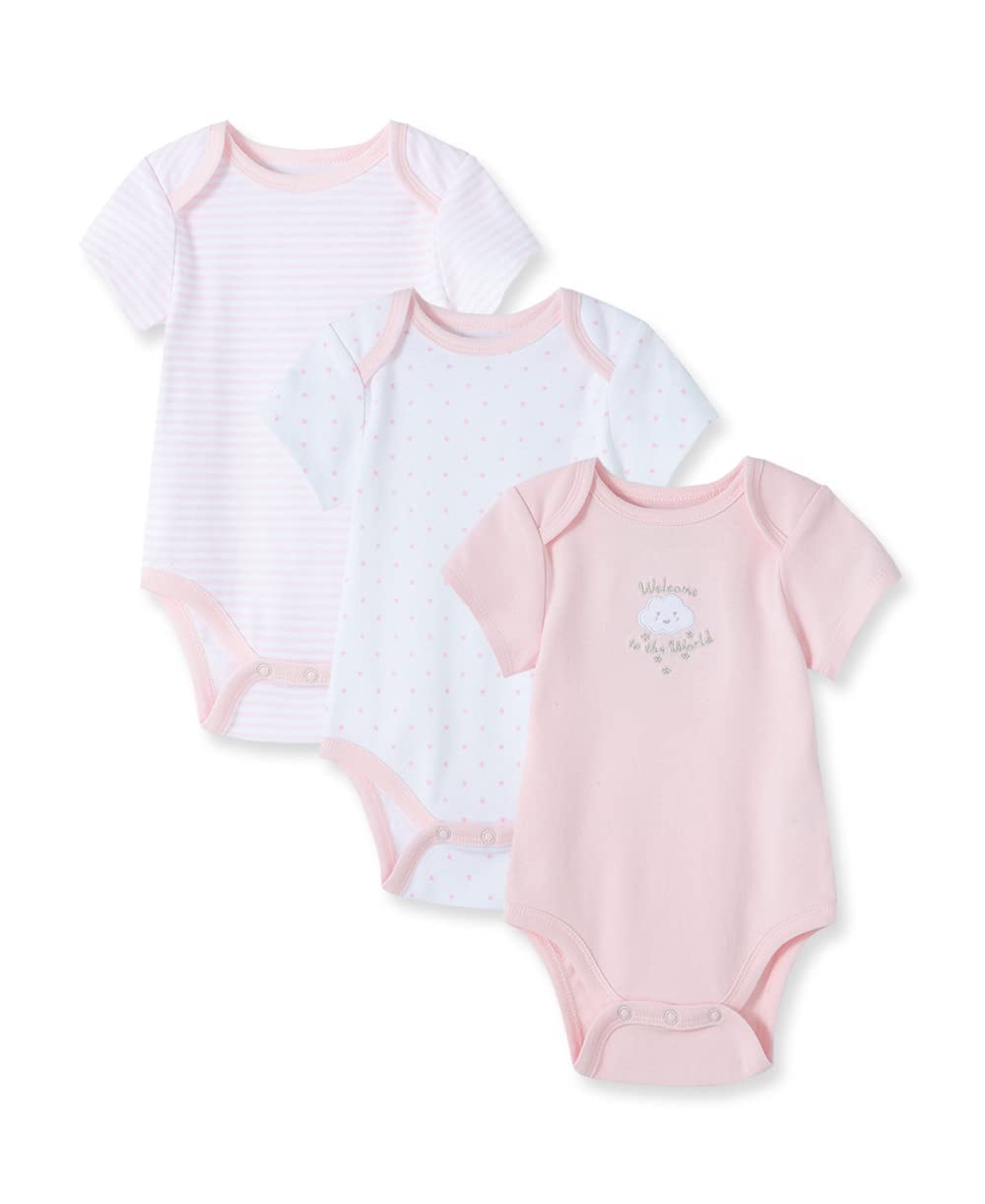 Little Me Baby Girls' 3-Pack of Onesies, Pink, Newborn