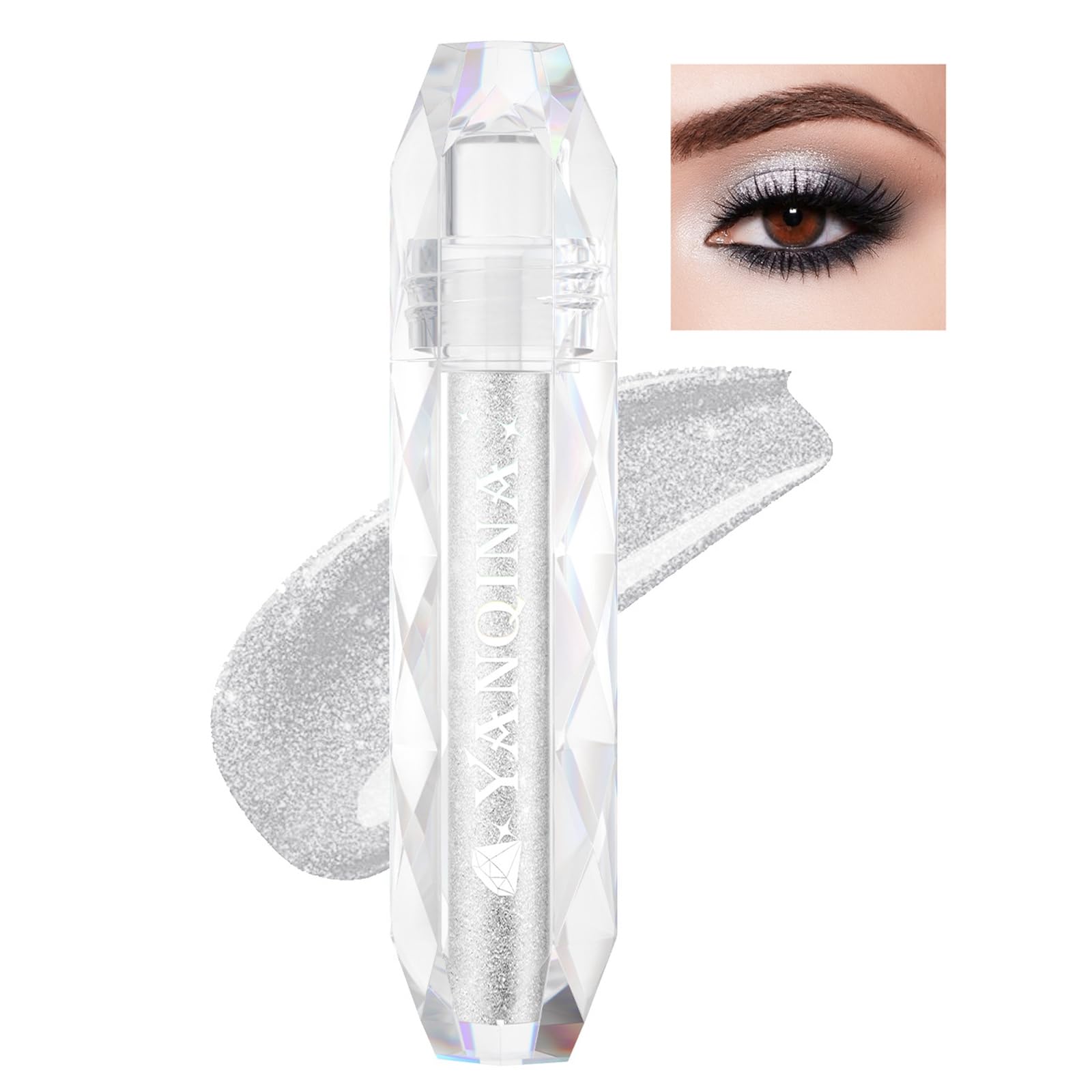 Glitter Eyeshadow, Silver Glitter Eyeliner, Face Glitter, Diamond Glitter Eyeshadow, Shimmer Liquid Eyeshadow, Long-Lasting, Waterproof, Quick-Drying, Glitter Eyeliner Sparkling Eyeshadow For Women
