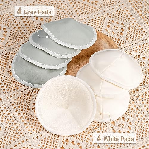 haakaa Reusable Nursing Pads Washable Breast Pads for Leaking Milk Nipple Pads Breast Feeding Essentials with Wash Bag, 8 Pack