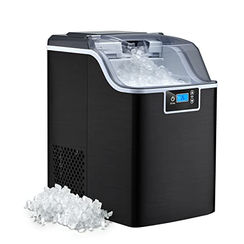 Ice Maker Nugget with Soft & Chewable Ice, 44 lbs/24 Hours Portable Nugget Pellet Ice Maker Countertop, 2 Minutes per Round and 45dB, Suitable for Home/Bars/Restaurants