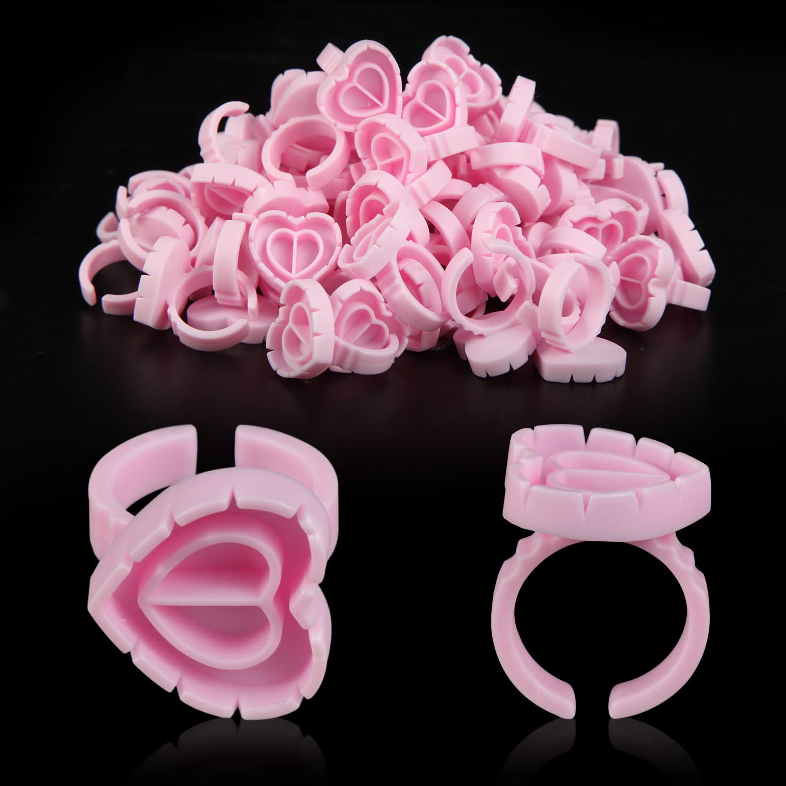 ZXMFDZ 100PCS Glue Rings Lash Rings for Glue Glue Rings for Eyelash Extensions Eyelash Glue Holder Lash Glue Rings Smart Glue Cups Pink