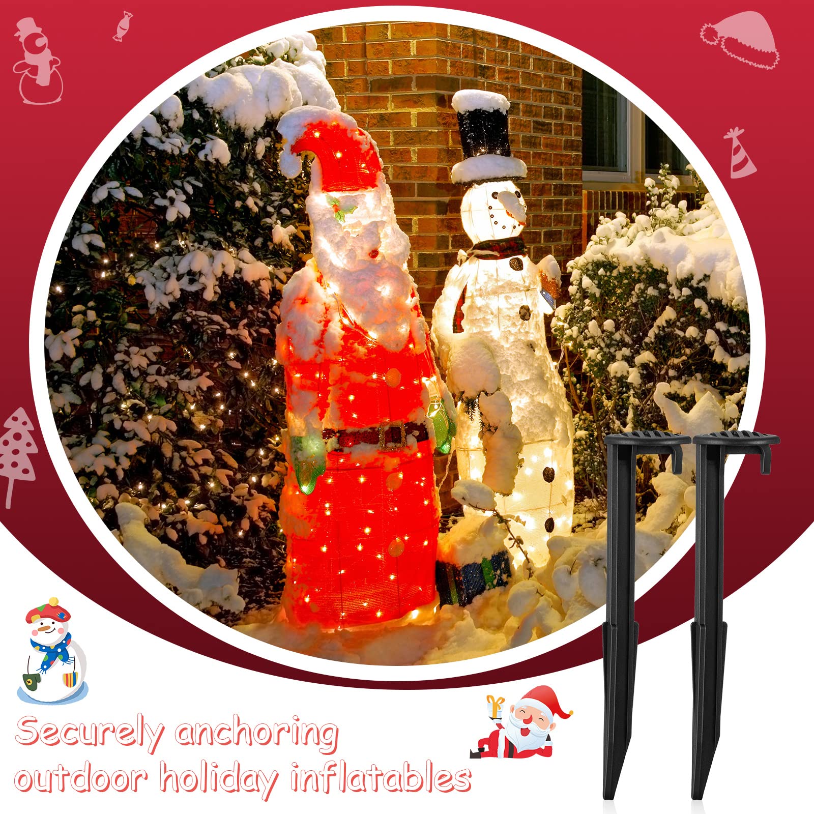 Inflatable Stakes and Tethers, Plastic Stake, Tether with Hook Inflatable Spikes Replacement Yard Halloween Christmas Holiday Inflatable Decoration Accessories for Garden Home Lawn (24 Pieces)