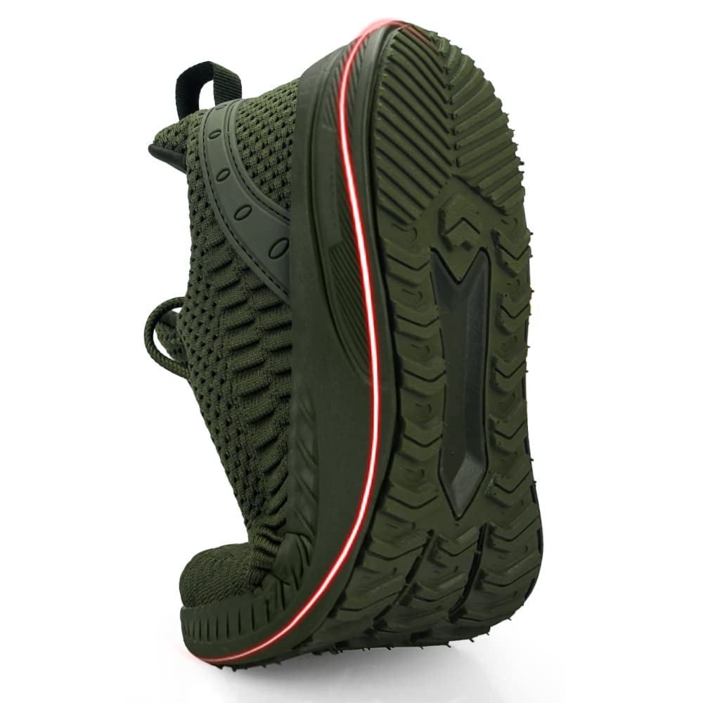 Feethit Mens Slip On Walking Shoes Blade Workout Shoes Breathable Tennis Sneakers Olive Green Size 10.5