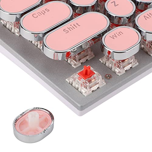 Mechanical Gaming Keyboard, 87 Keys 26 RGB Backlit USB Wired Keyboard Waterproof with Red Switches for Win ME, for Win2000, for Win XP, for Vista, for Win7, for Win8, for(Pink Electroplating Punk)