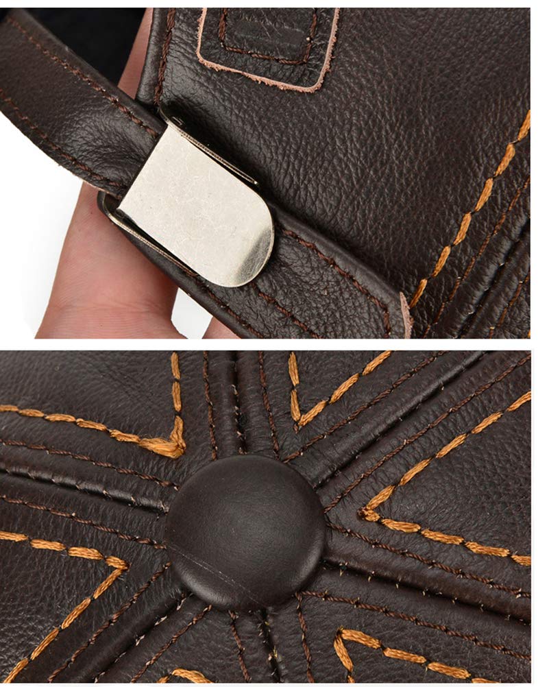 Gudessly Adjustable Men's Genuine Cowhide Leather Baseball Cap for Fall Winter Outdoor Sports Hat A-Brown