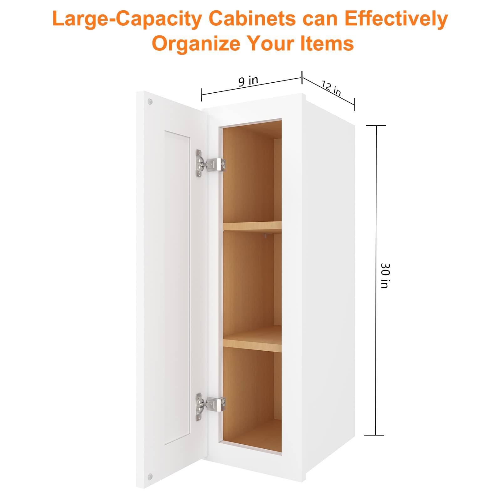 LOVMOR Kitchen Wall Cabinet & Cupboard, Medicine Cabinet,Bathroom Cabinet Wall Mounted with Doors and Shelves, 12" D*9" W*30" H, Traditional White
