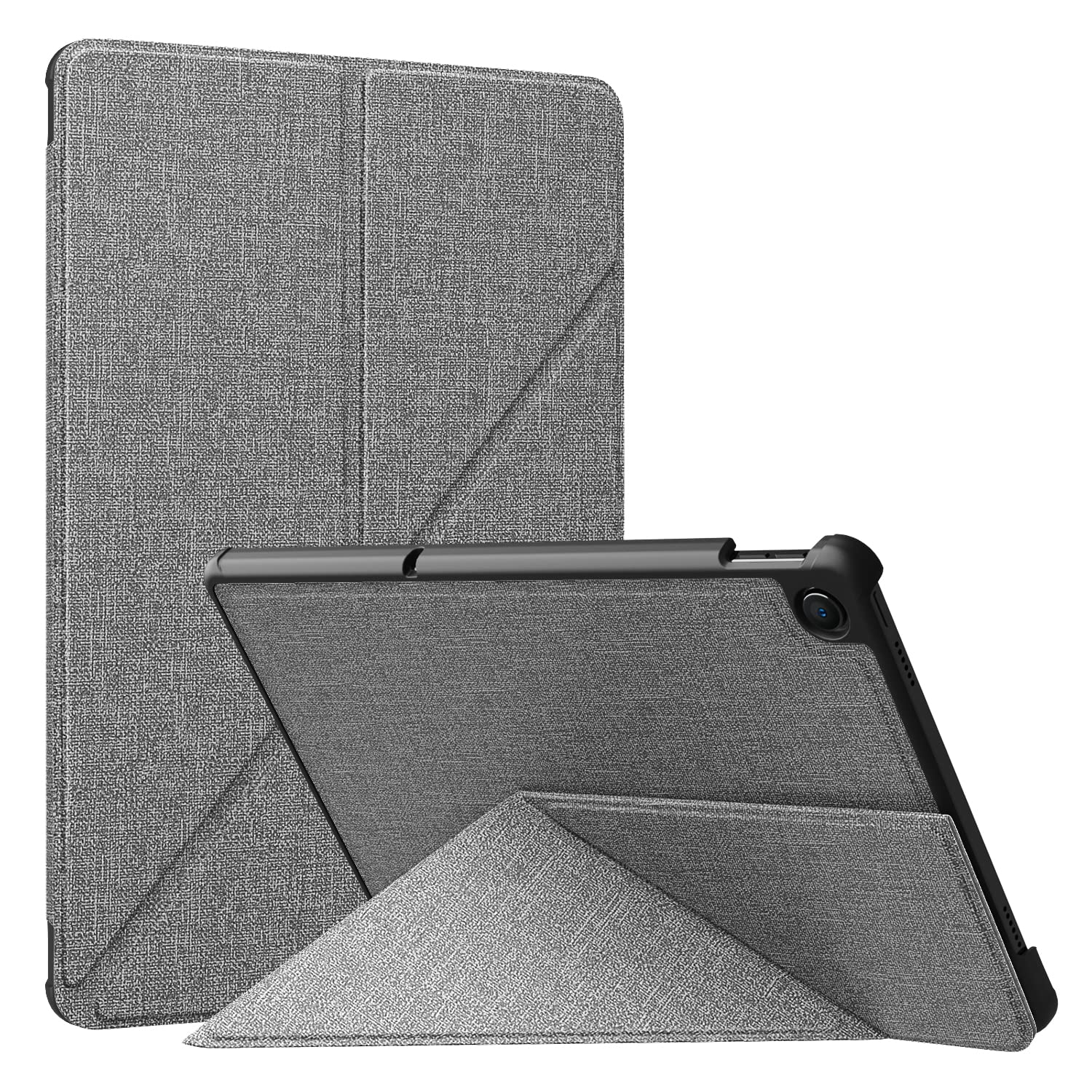 MoKo Folio Case for Lenovo Tab M10 Plus 10.6 inch 3rd Gen 2022 (TB-125F/TB-128F), Origami Standing Shell Cover Case with Multi-Angle Magnetic PC Back Cover for Tab M10 Plus 10.6 inch, Denim Gray