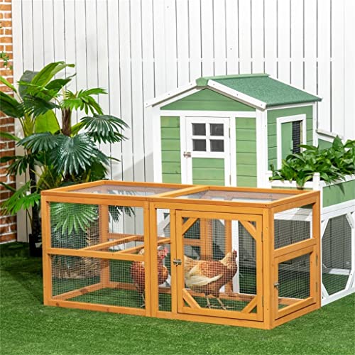 ZSEDP 55" Wooden Chicken Cages, Large Chicken Run with Combinable Design, Poultry Pen, Orange