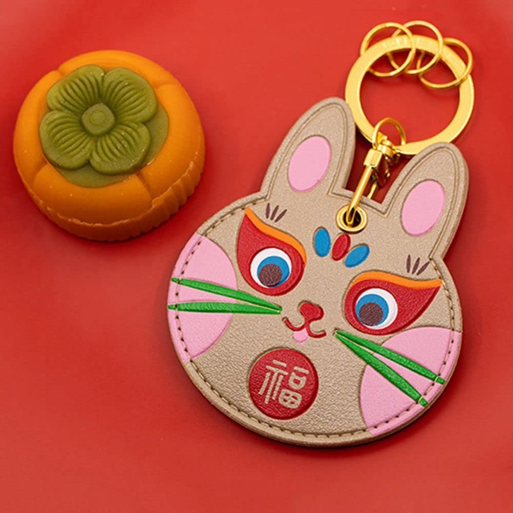 Houchu Keychain Access Control Card Case Bag Charm Fashion Access Control Card Sleeve New Year Trinkets(C)