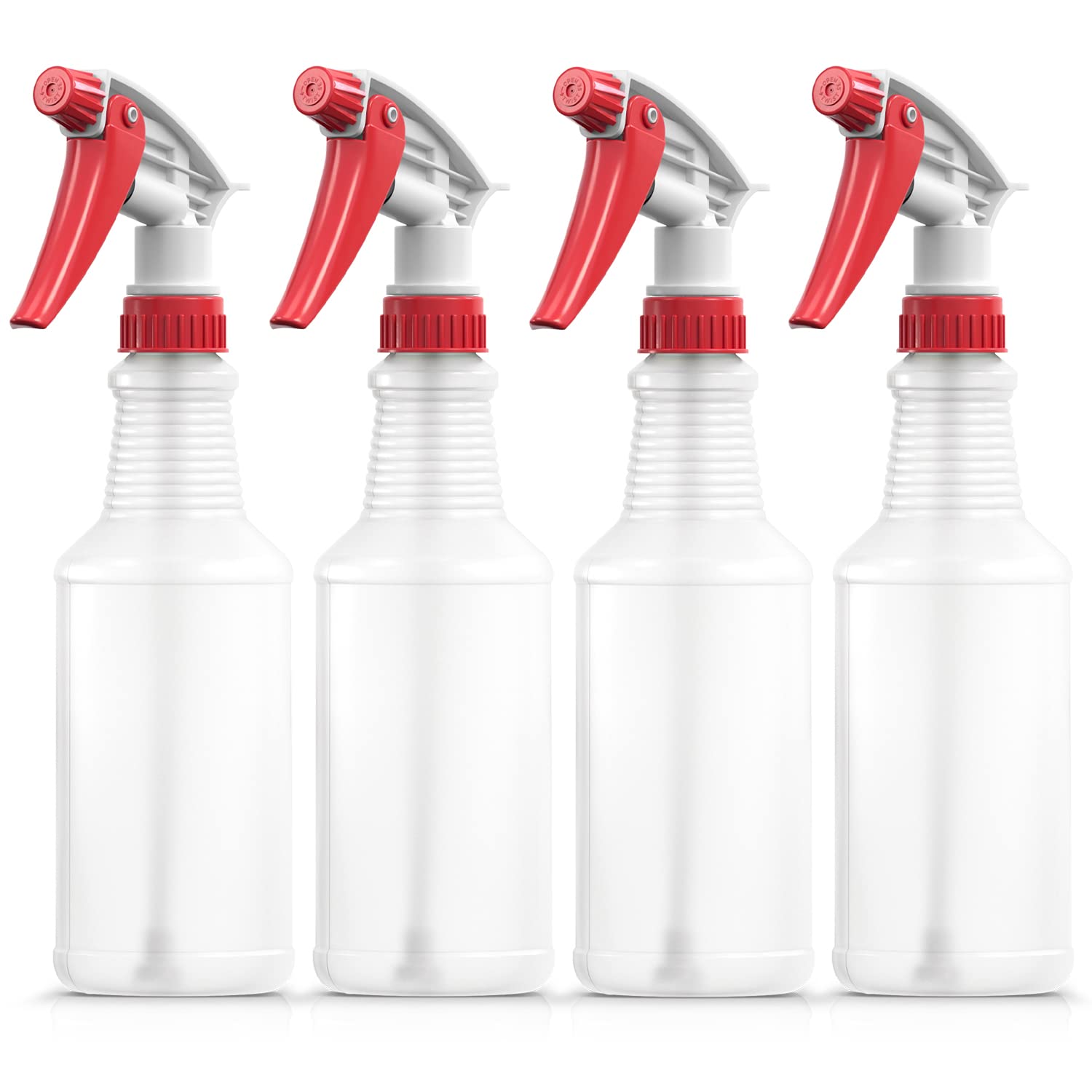 Spray Bottles (16 oz, 4 pack) Heavy-Duty Leak-Proof Plastic Adjustable Nozzle Bathroom Cleaning All-Purpose Gardening Made in USA