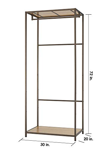 TRINITY Garment Rack with Bamboo Shelves for Clothing Storage, Closet Organization for Home, Apartment, Bedroom, Dorm Room and More, Modular Design, Bronze Poles, 30β W x 20β D x 72β H