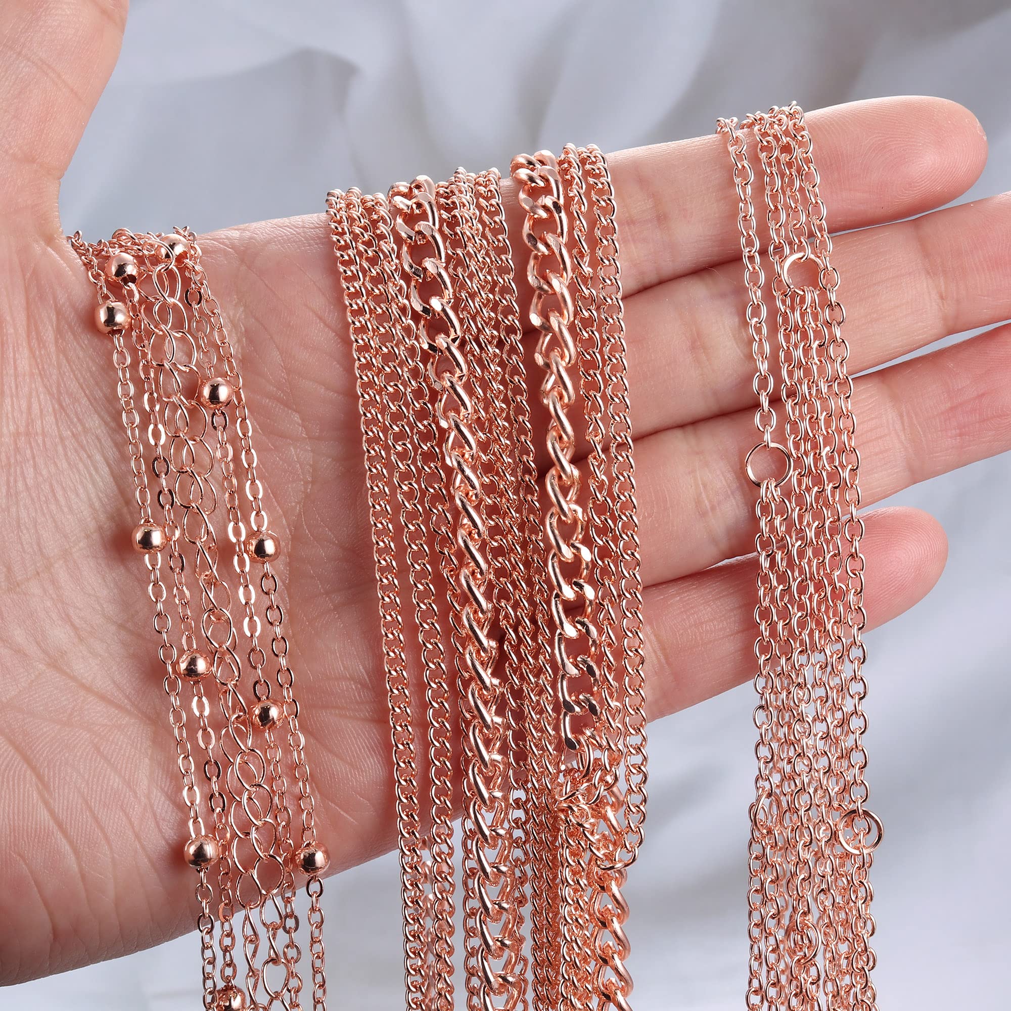 FIBO STEEL 4Pcs Sexy Body Chains for Women Waist Chains Belly Chains Bra Chains Bikini Jewelry for Summer Beach Adjustable Rose Gold