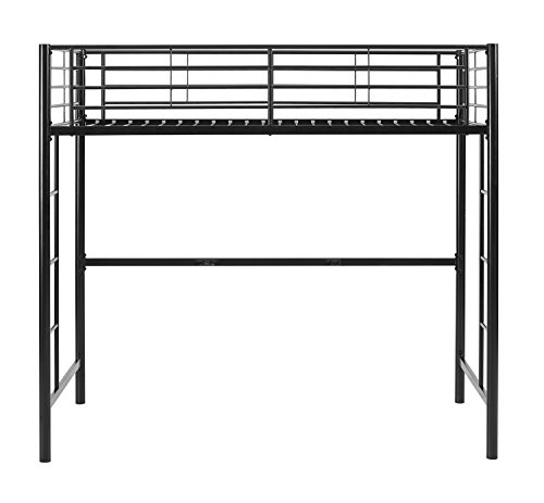 Walker Edison Timothee Urban Industrial Metal Twin over Loft Bunk Bed, Twin Size, Black