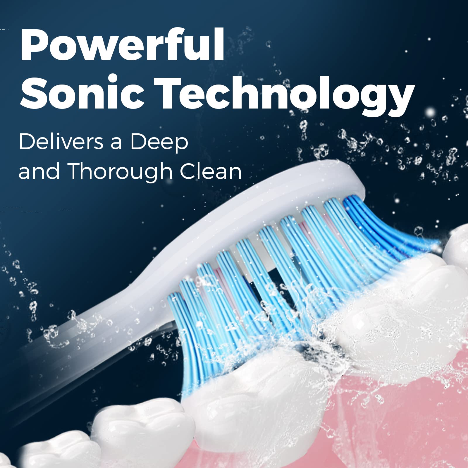 Hyslor Electric Toothbrush 2 Pack Set for Adults with Pressure Sensor, Rechargeable Sonic Toothbrushes 3 Hours Fast Charging for 80 Days Using, Power Electronic Tooth Brush 5 Modes Black and White