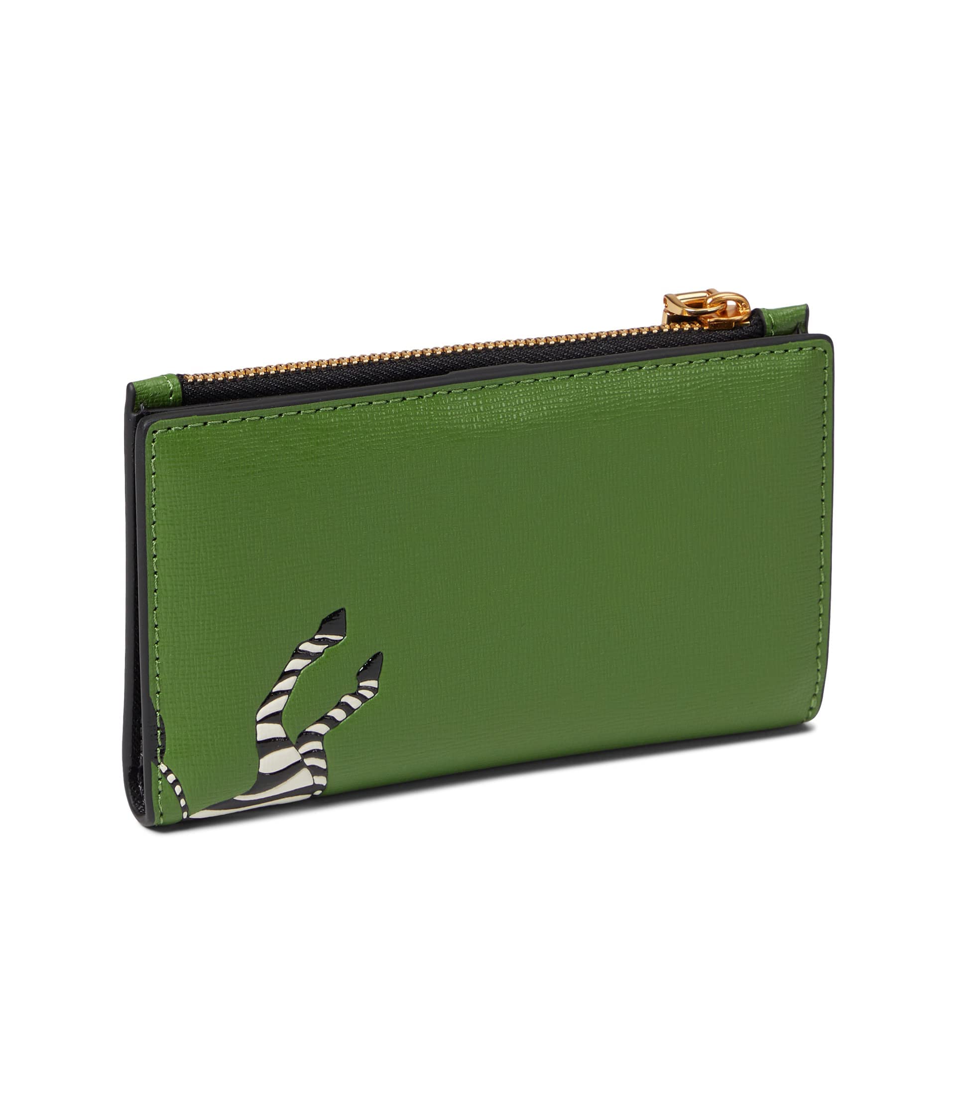 kate spade new york Ziggy Zebra Embellished Small Slim Bifold Bitter Greens One Size