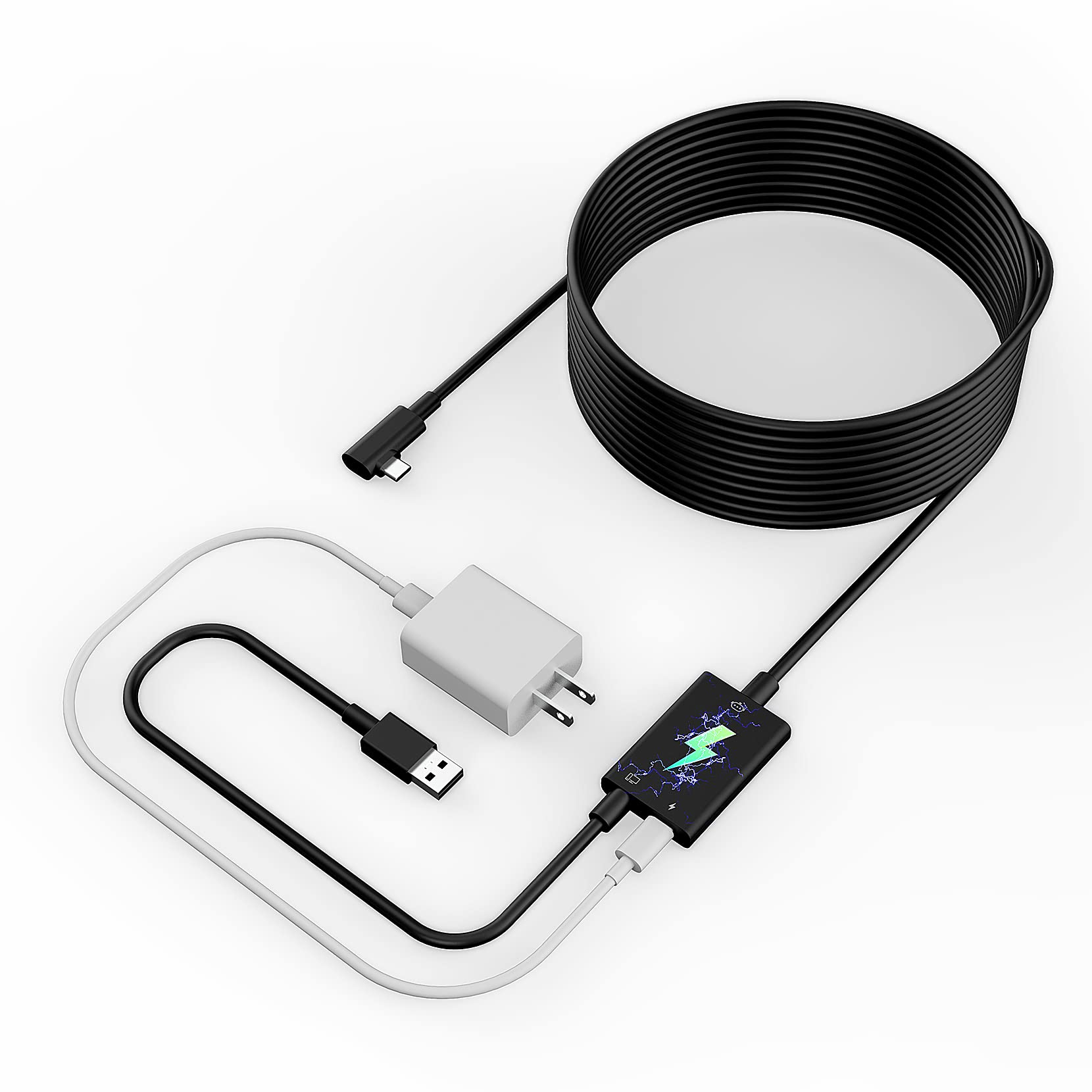 Gamulus 16FT Link Cable for Oculus Quest 2 with Extra Charging Port,Fast Charging and High Speed Data Transfer, USB-A 3.0 to USB-C Cable for VR Headset and Gaming PC