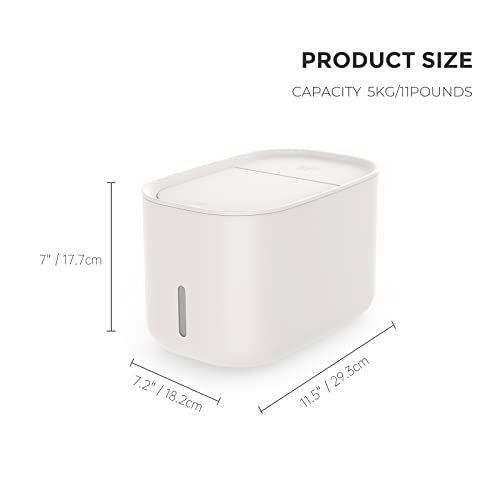 Zuutii Rice Storage Container,Food Container, Dry Food Storage, Pet Food Dispenser, 6.9Qt Large Storage Bin with Lid,Silicone Ring & Moisture Proof,for Grain Cereal Soybean Corn,Light Cream