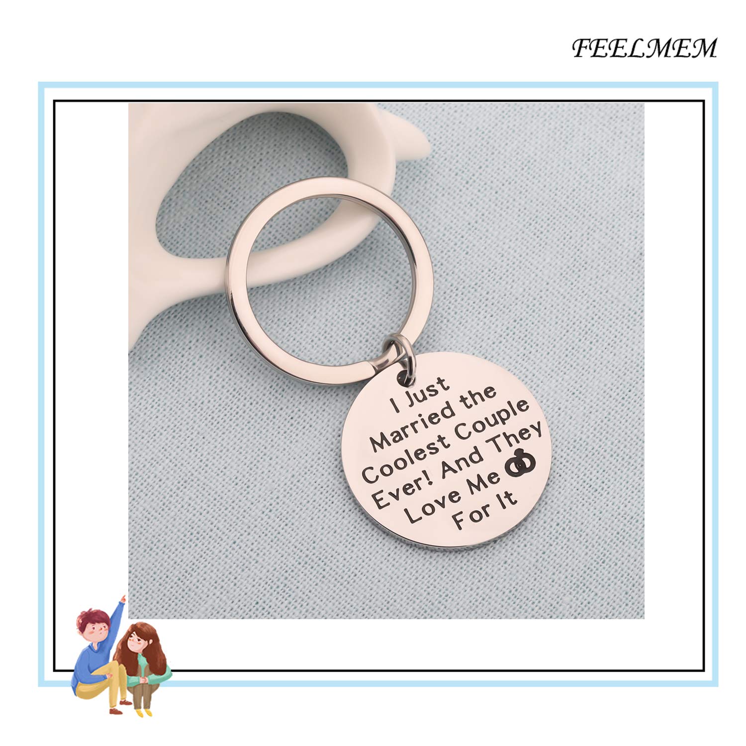 FEELMEM Wedding Planner Gift Wedding Officiant Gift I Just Married the Coolest Couple Ever Keychain Wedding Thank Your Gift for Reverend Preacher Wedding Coordinator (silver)