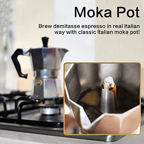 Iconic Stovetop Espresso Maker,Espresso and Coffee Maker, Makes Real Italian Coffee,Moka Pot for Classic Italian and Cuban Café Brewing,Moka Pot 2 Cup,Silver