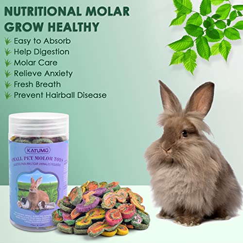 KATUMO Rabbit Chew Toys, 150g Timothy Grass Treats Small Animal Molar Toys for Guinea Pig Hamster Bunny Chinchilla Gerbil