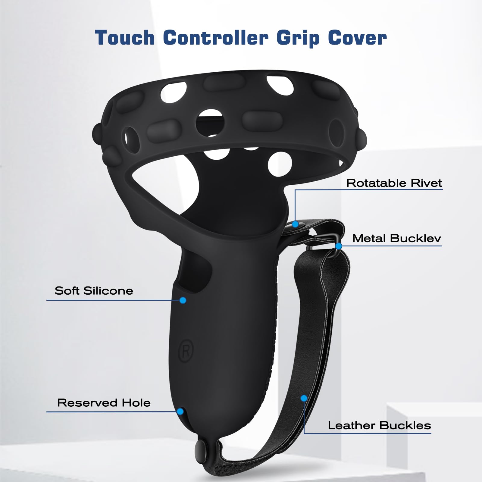 FINPAC Silicone Touch Controller Grip Cover for Quest 2, Protective and Anti-Slip VR Gaming Headset Controller Sleeve Cover (Black)