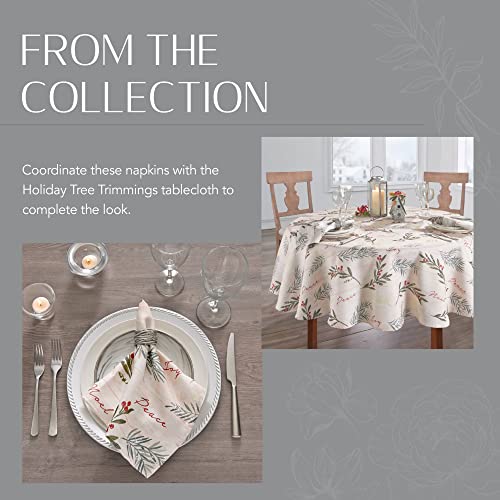 Elrene Home Fashions Holiday Tree Trimmings Fabric Napkins, Set of 4, 17 Inches x 17 Inches