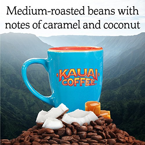 Kauai Coffee Coconut Caramel Crunch Medium Roast- Compatible with Keurig Pods K-Cup Brewers (1 Pack of 12 Single-Serve Cups)