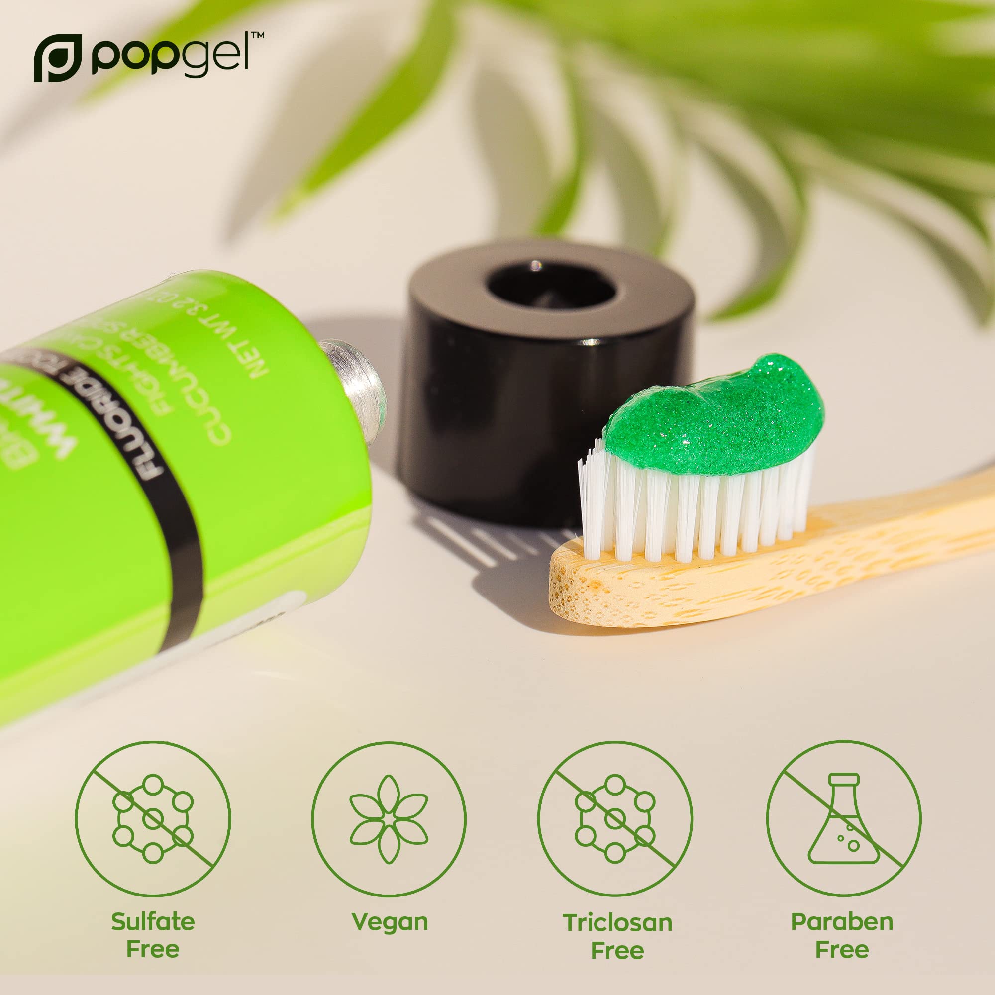 PopGel Brilliant Whitening Toothpaste - 100% Plastic Free Toothpaste (Spearmint & Cooling Cucumber)