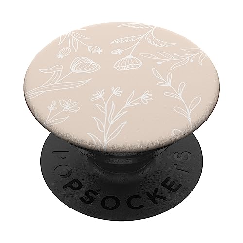 Vanilla / Cream / Beige Boho Leaves Leaf Flowers Flower PopSockets Standard PopGrip