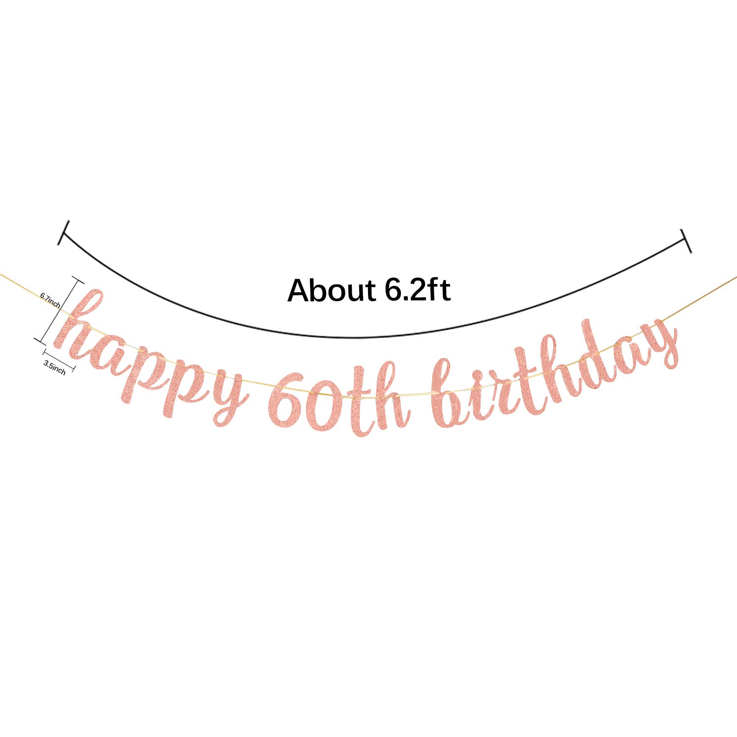 INNORU Glitter Happy 60th Birthday Banner - 60 Bitches Sign Banner - Cheers to 60 Years Birthday Party Bunting Decorations Rose Gold