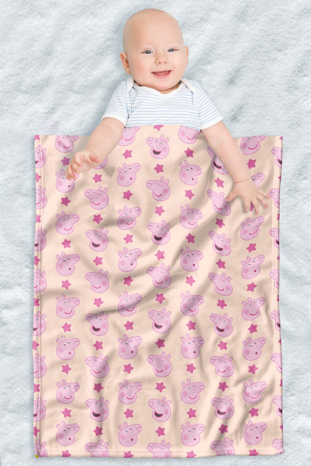 LOGOVISION Peppa Pig Lightweight Baby Blanket, 30"X40", Peppa Face Pattern Unisex for Infants Girls & Boys
