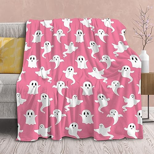 Pink Ghosts Blanket for Girls Women Kids Fleece Lightweight Throws Blanket Spooky for Boys Soft Flannel Blankets Decorations-30 x40