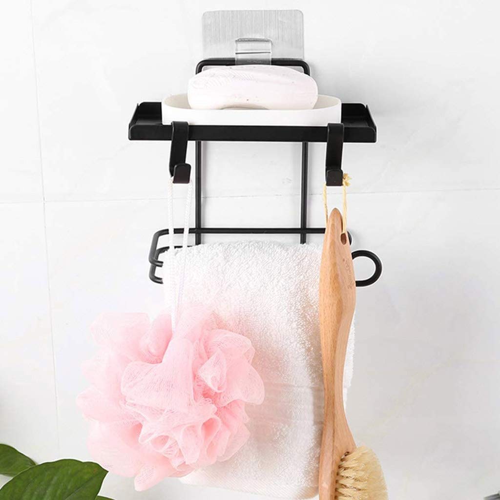HZH Simple Wrought Iron Bathroom Shelf, Double Partition Clapboard Roll Shelf, Kitchen Utensils Storage Rack