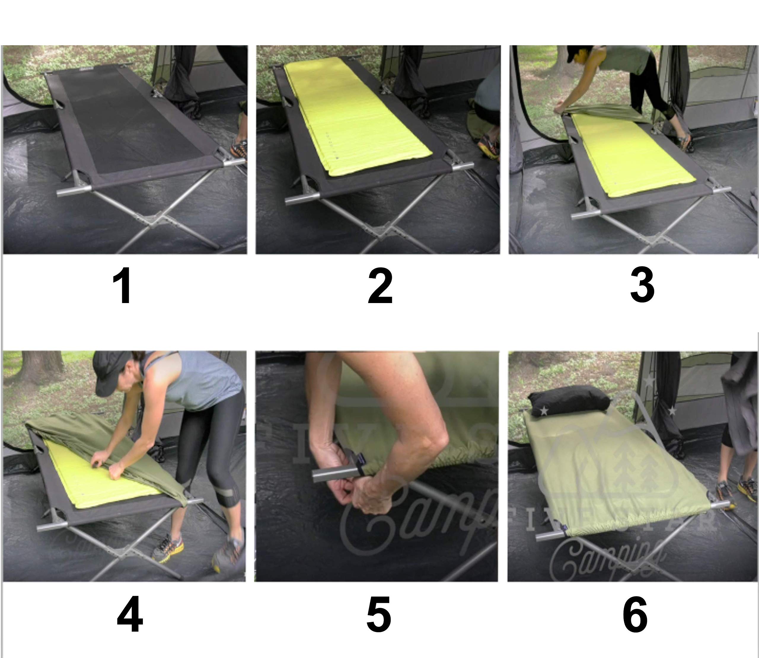 Fitted Cot Sheet for Camping Cots. Great Camping Accessory Bottom Sheet That Suits Most Army Cots, Military Cots, Travel Cots and Folding Cots. Keeps Your Sleep Pad Secure!