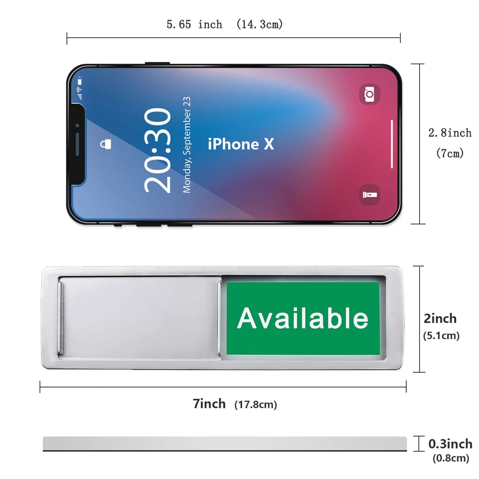 in Use or Available Sign,Vacant Occupied Sign for Home Office Hotles Hospital Restroom, Vacant Occupied Slider Door Sign Tells Whether Room in Use or Available, 7'' x 2''