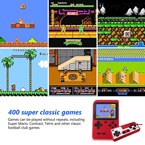 Handheld Game Console Connect to TV and Two Players (Red) Mini Electronic Game Console with 2.8-Inches Color Screen Variety of Games Super Long Working Time with 4-6 Hours by GRABOTE