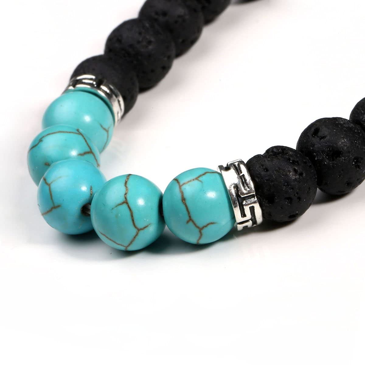 Eigso 7 Pcs Chakra Beaded Stone Bracelets for Women Men Unisex Buddhist Obistian Lava Rock Meditation Wristbands for Woman Man