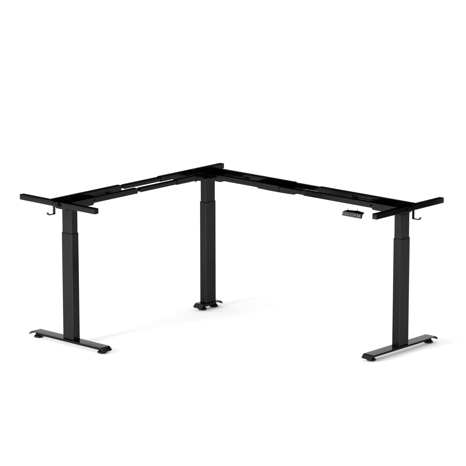 FEZIBO Triple Motor L Shaped Standing Desk Frame Height Adjustable, Electric Standing Desk Legs for 55 Inches to 75 Inches Desk Tops, Home Office Sit Stand Desk Base, White (Frame Only)