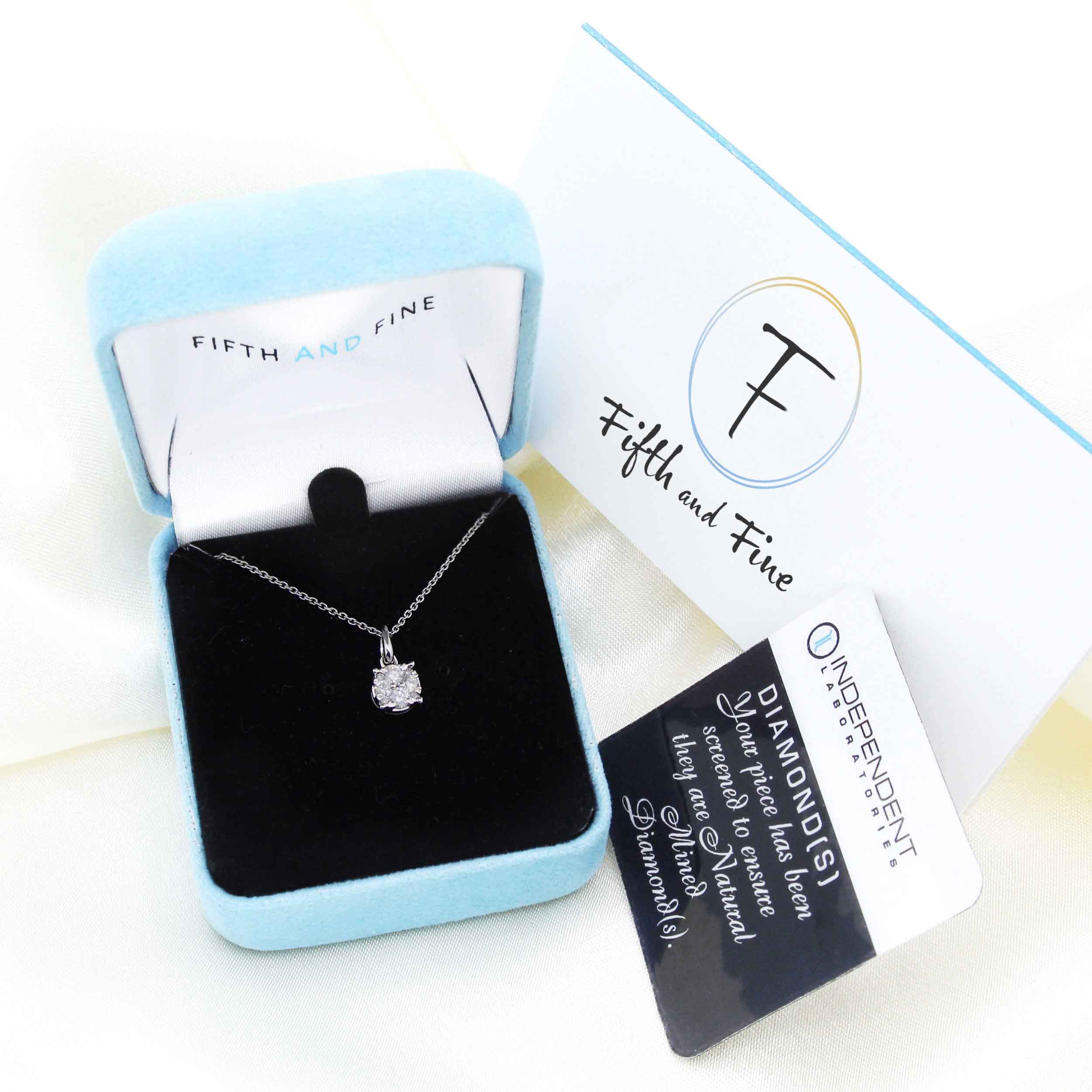 Fifth and Fine 1/4 CTW Womens Diamond Pendant Necklace set in 925 Sterling Silver (ROUND CLUSTER)