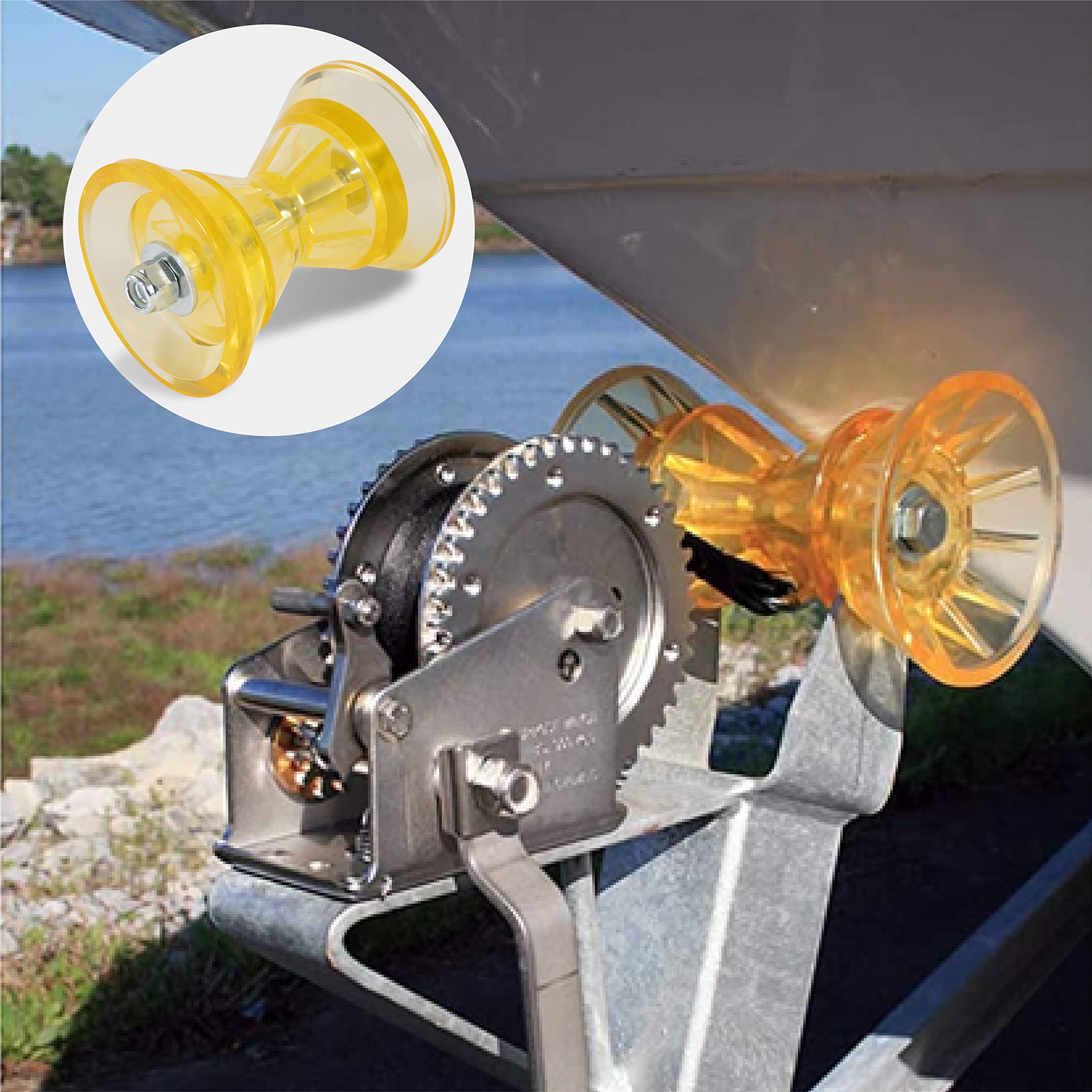 Five Oceans Marine Boat Trailer Yellow Bow Roller Poly, 3-Inch - FO2457
