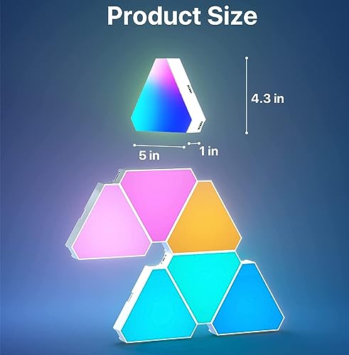 Triangle LED Light Panels, Triangle Lights with 6 Connection Ports, Real RGBIC Gaming Lights for Gaming Setup, Smart Wall Lights for Bedroom App Control Music Sync for Gaming Room Streaming, 6 Pack