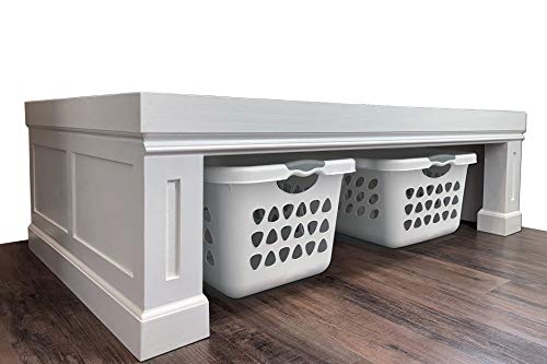 The Elevation Pedestal | Raises Your Washer & Dryer | Custom-Made to Fit All Machines, Samsung, LG, GE, Whirlpool, etc| Adds Storage, Beautifies Your Laundry Room | Premium, Solid Wood, 52-58” Wide