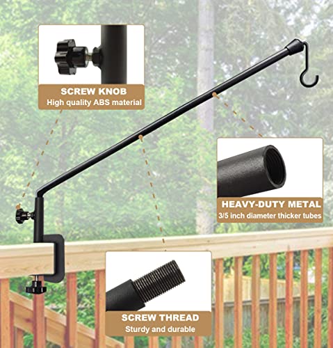 Tuohours 38 Inch Extended Reach Deck Hook Hanger for Railing, Heavy Duty Outdoor Plant Hook Holder for Hanging Bird Feeder Flower Basket Planter or Lanterns, 2 Packs