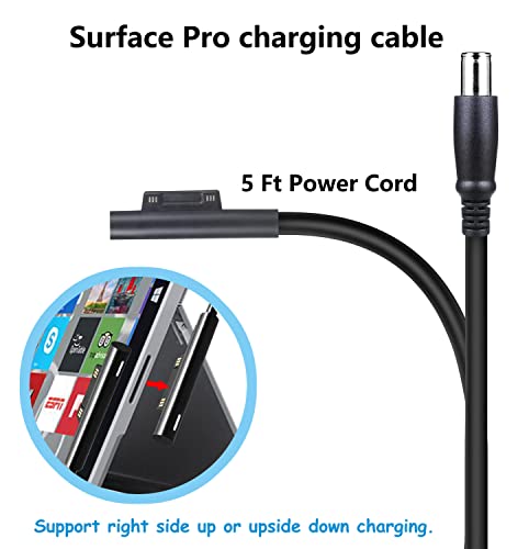Surface Pro Car Charger Surface Laptop Car Charger, 36W 12V 2.58A Power Supply for Microsoft Surface Pro 3/4/5/6/Book/Go, Surface Laptop car Charger with USB 2.0 Port (5Ft Cord) Include Travel Case