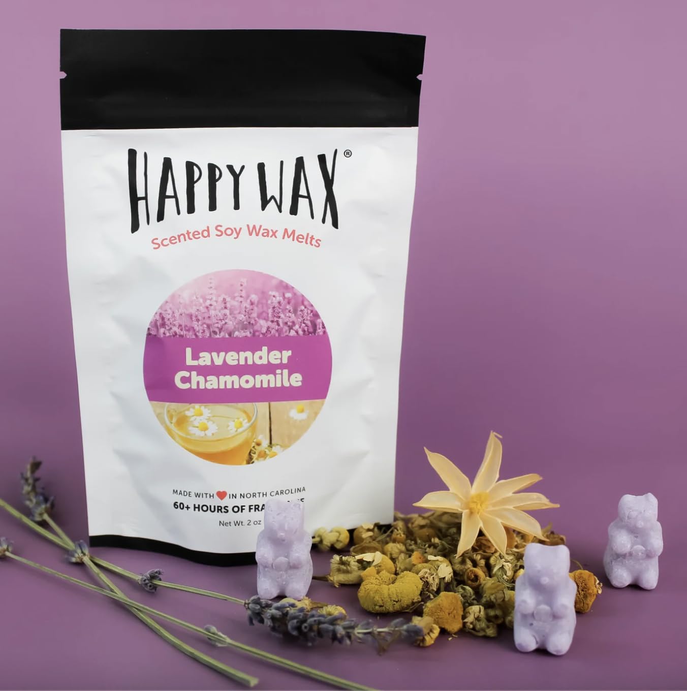 Happy Wax Amazon Exclusive Grey Linen Travel Warmer and Spa Collection Scented Wax Melts Gift Set, Includes Eucalyptus Spearmint and Lavender Chamomile