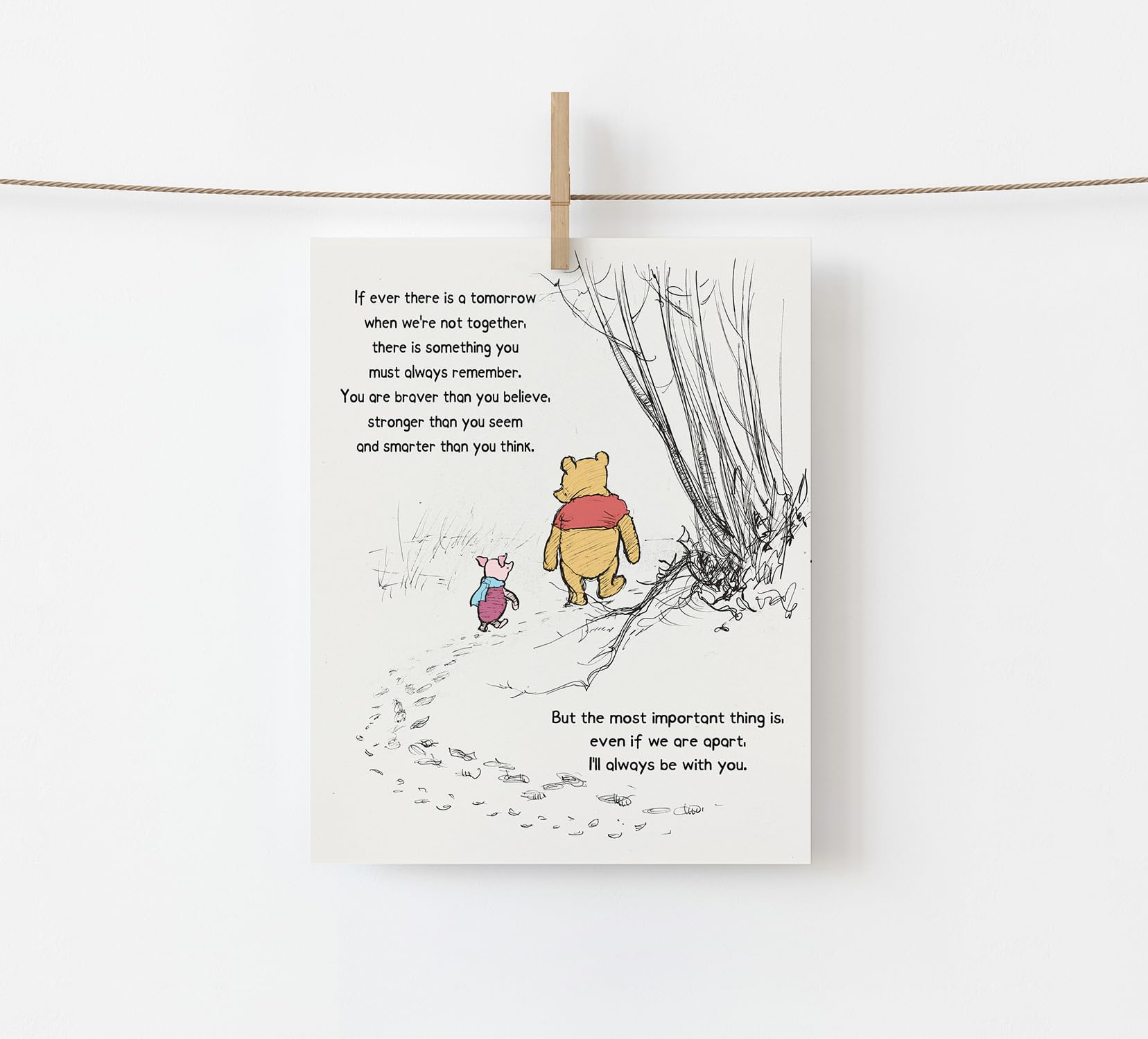 If Ever There Is A Tomorrow, Winnie Wall Art, A. A. Milne the Pooh Quote Classic Poster, Nursery Wall Decor, Encouragement Gift for Kids, Unframed Print (8"x10")
