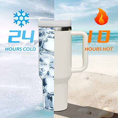 PureElement 40 oz Adventure Quencher Tumbler H2.0 with Handle and Straw | New Easy Grip | Double Wall Stainless Steel Insulated Design | Resistant and Durable | Dupe Mug Cup (Chambray)