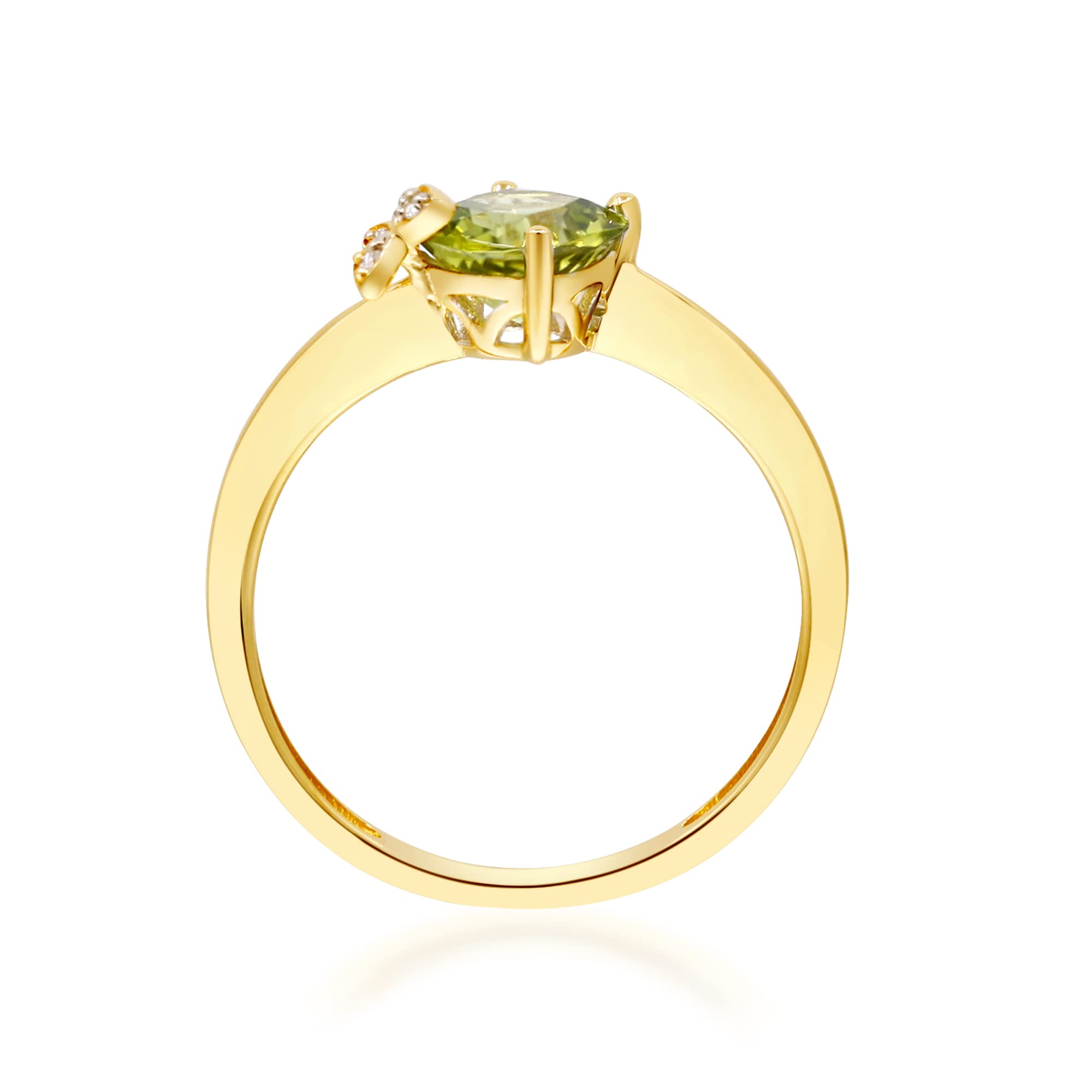 Gin & Grace 14K Yellow Gold With Genuine Peridot & Natural Diamond (I1) Ring for Women.